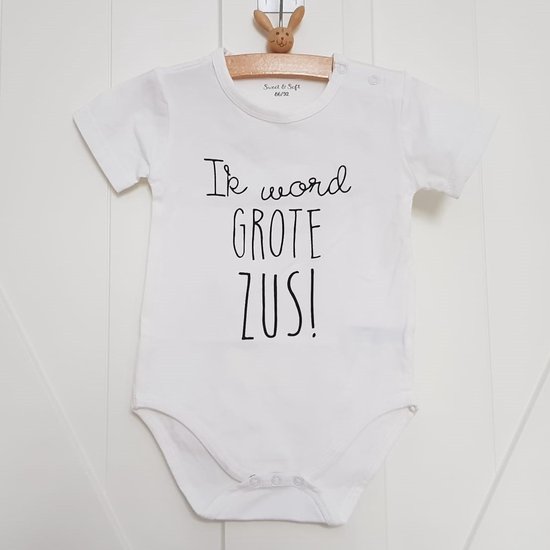 Rompertje met tekst - ik word grote zus | Baby rompertje met leuke ...