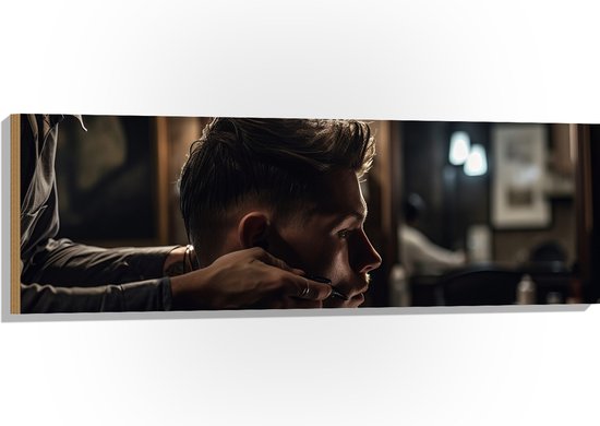 Hout - Kapper - Man - Knippen - 120x40 cm - 9 mm dik - Foto op Hout ...