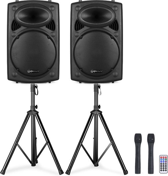 Qtx Sound QR12PABT mobiele speaker set met accu 12 2400W | bol