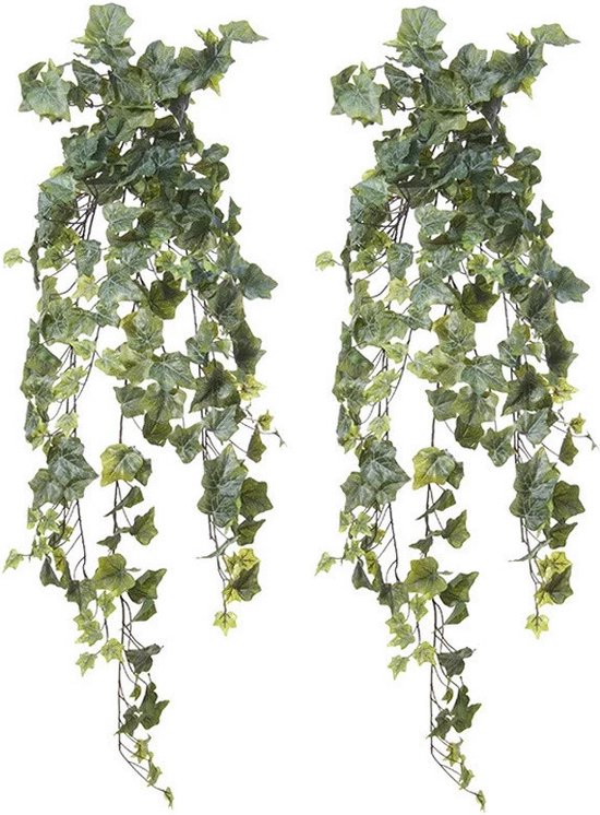 Louis Maes kunstplant met blaadjes hangplant Klimop/hedera - 2x - groen ...