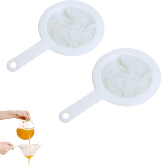 Fijne zeef, 2 stuks, zeeffilters met antislip handvat, 400 mesh nylon ...