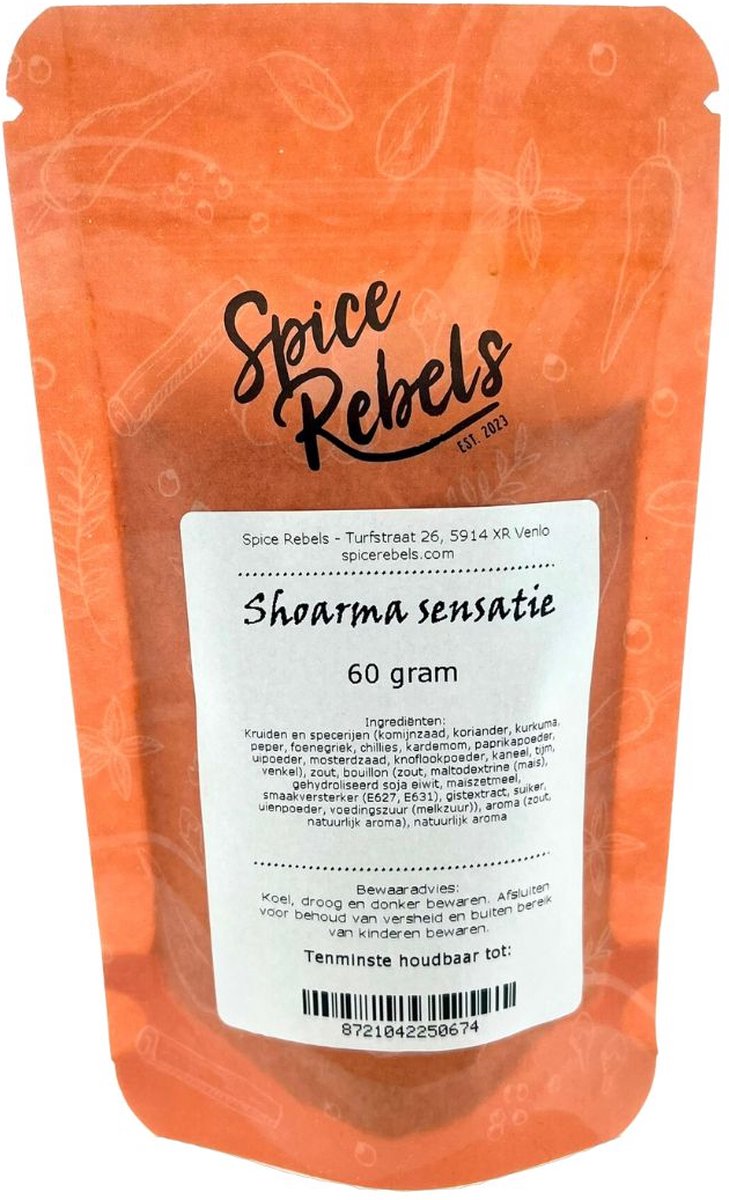 Spice Rebels - Shoarma sensatie - zak 60 gram - kruidenmix voor shoarma ...