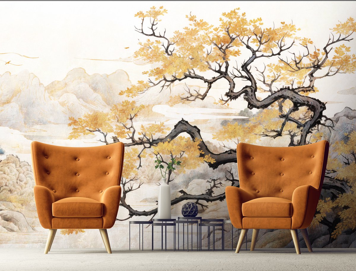 Fotobehang - Boom - Japanse Boom - Kunst - Bladeren - Takken ...