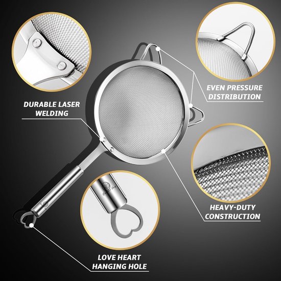 Roestvrijstalen zeefset - 1 grote pastasteef + 1 kleine extra fijne ...