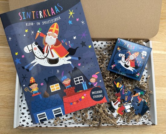 Brievenbuspakket: Mini puzzel Sinterklaas op het paard en puzzelboek ...