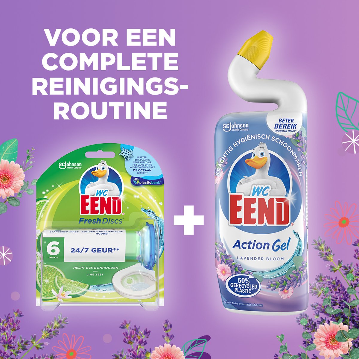WC Eend Action Gel Lavender Bloom - Toiletreiniger - 12 x 750 ml | bol