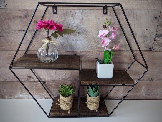 Wandplank MCW-K76, Hangende plank Zwevende plank, 3 planken Metalen ...