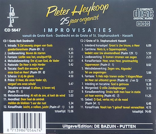 Pieter Heykoop 25 jaar organist – Improvisaties, Pieter Heykoop ...