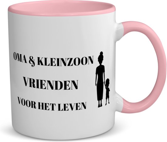 Akyol - oma en kleinzoon vrienden voor het leven koffiemok - theemok - roze - Vriend -... | bol