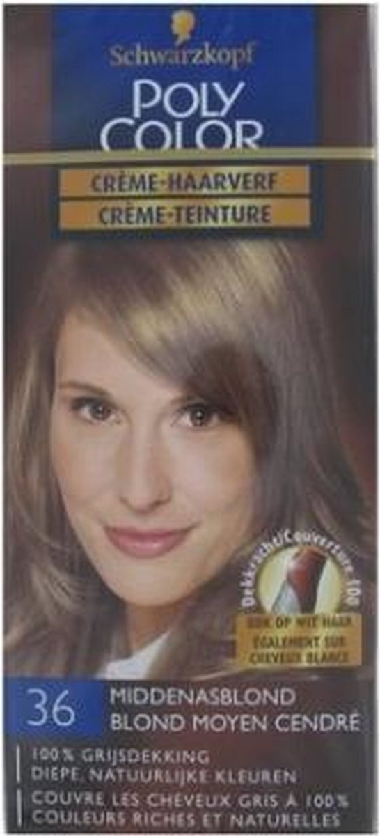 Schwarzkopf Poly Color Creme Haarverf 36 Midden Asblond - 1 stuk ...