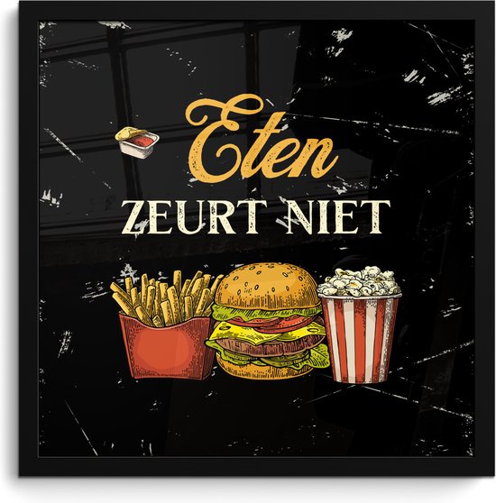 Fotolijst incl. Poster - Eten - Vintage - Quote - 40x40 cm ...