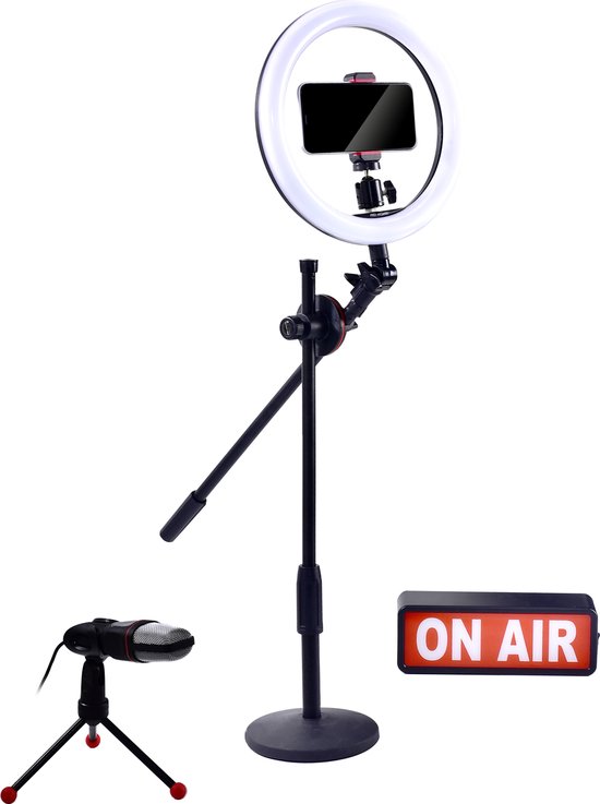 PRO-mounts - Ringlamp (⌀26CM) met statief | Met smartphone houder ...