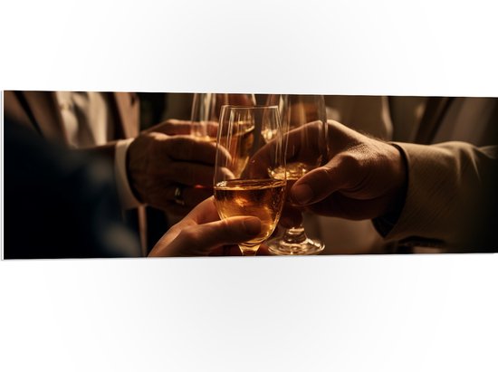 PVC Schuimplaat - Handen - Mensen - Wijn - Proosten - 120x40 cm Foto op ...