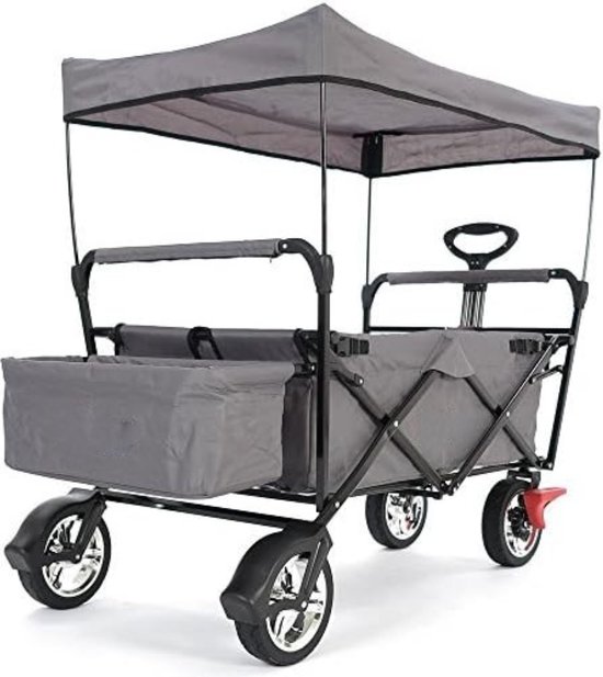 Bolderkar Kinderenvervoer - Bolderkar Met Duwstang - Grijs | bol