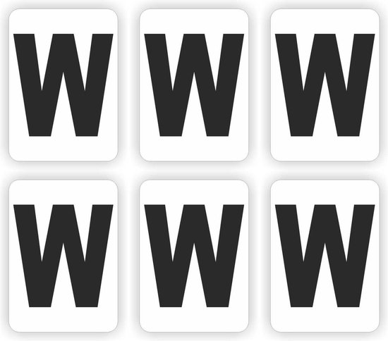 Plakletter W, set 6 stickers | bol
