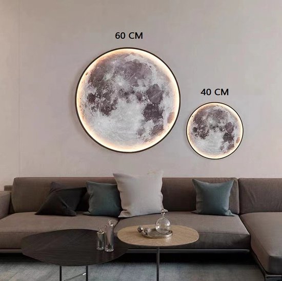 Maan wandlamp - Moderne LED verlichting dimbaar - Voor muur - 60cm | bol