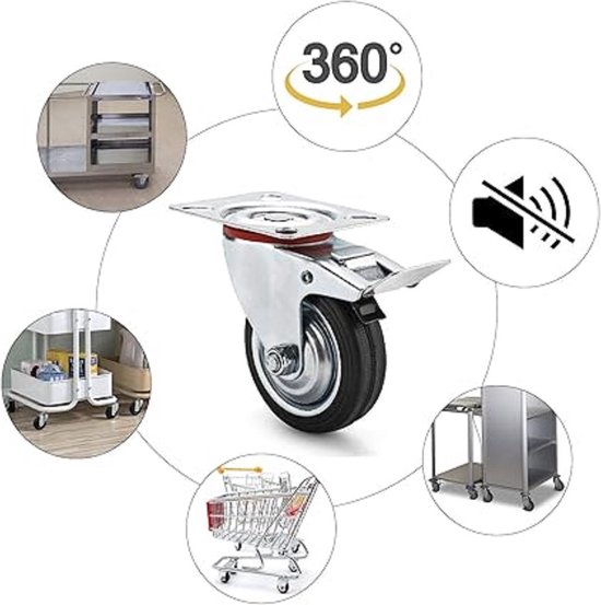 Heavy Duty Casters / Trolley Wheels for Furniture - Rubber Heavy Duty ...