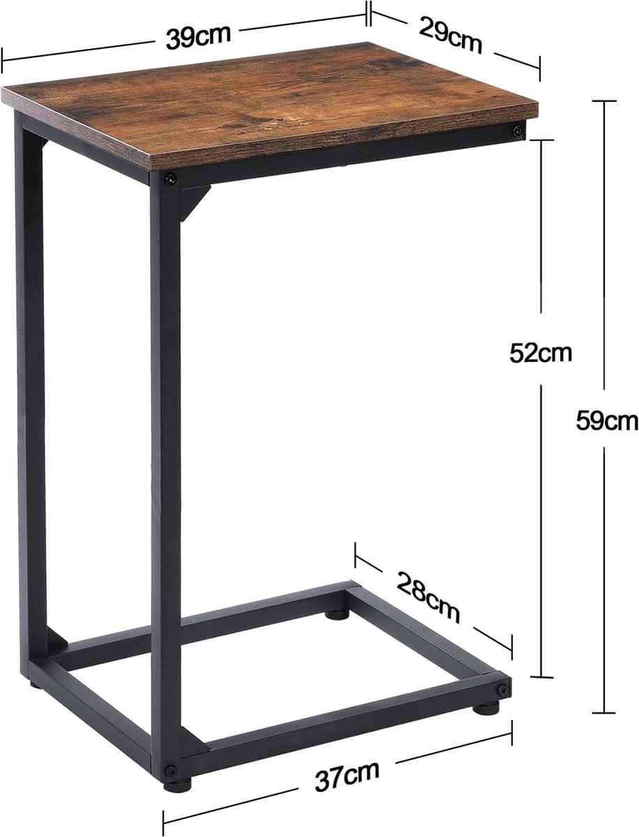 Set van 2 bijzettafels in C-vorm, bijzettafels voor woonkamer, C-tafel ...