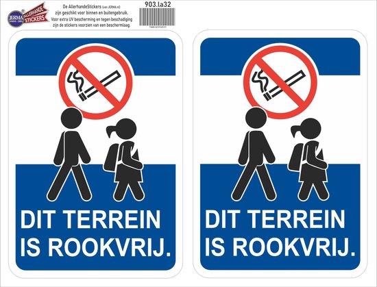 Sticker dit terrein is rookvrij set 2 stuks. | bol
