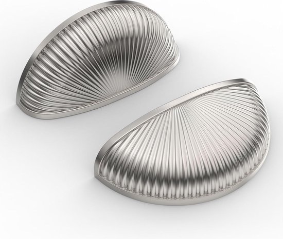 Pack of 6 Drawer Handles, Shell Handles, Brushed Nickel, Zinc Alloy ...