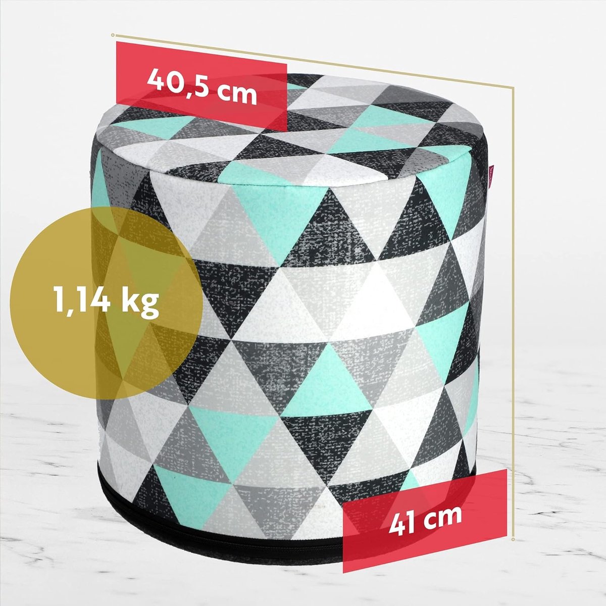 KADAX - Zitpoef, Poef, ronde poef, Ø 40.5x41 cm - Moderne poef met ...