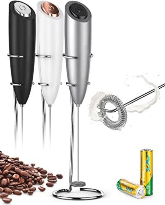 Opschuimer voor Melk - Melkopschuimer Electrisch met 2 batterijen en roestvrijstalen... | bol