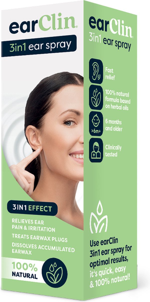 EarClin Oorspray 3in1 - 100% natuurlijk - Oorsmeer Verwijderaar ...
