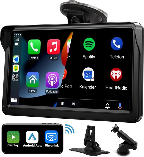 Jimwey - Car Play Touch Display - Draadloze Apple Carplay/Android Auto ...
