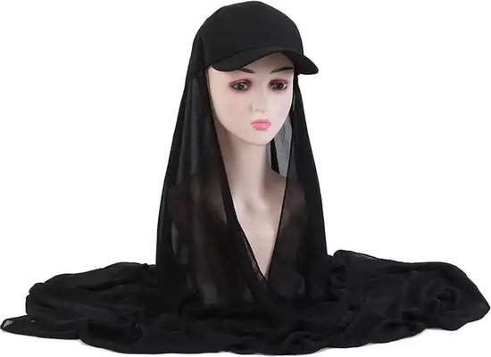 Hijab Pet - Hijab - Pet - Hoofddoek - Zwart - Chiffon - Polyester | bol.com