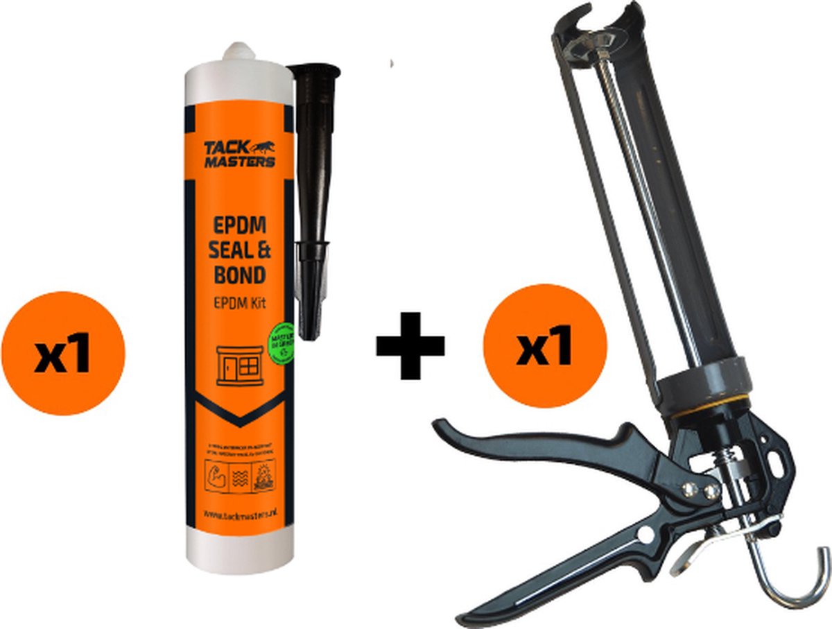 Tackmasters® EPDM Kit + kitpistool - Koker 290ml - Seal & bond ZWART ...