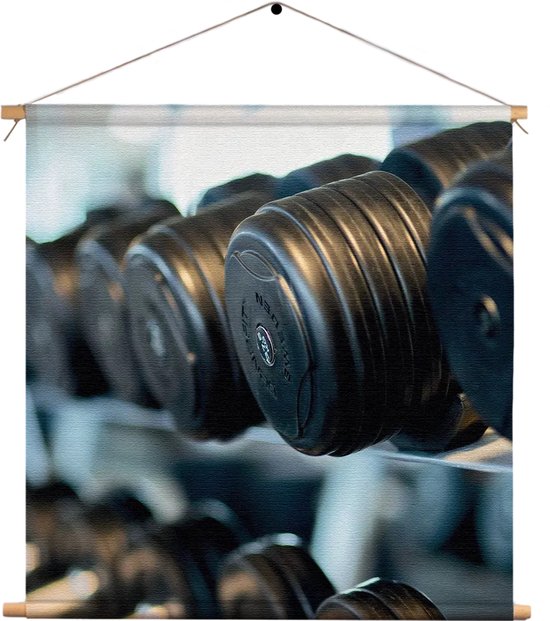 Textielposter Halters In De Sportschool Vierkant XL (60 X 60 CM ...