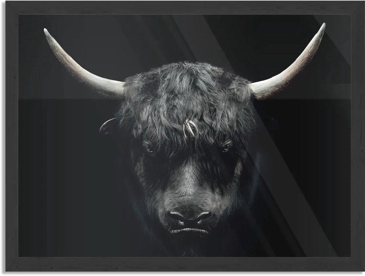 Poster Stier Ready To Fight 02 Rechthoek Horizontaal Met Lijst M (40 X ...