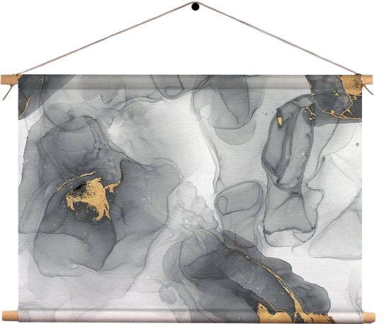 Textielposter Abstract Marmer Look Grijs met Goud 04 Rechthoek Horizontaal XXL (85 X... | bol