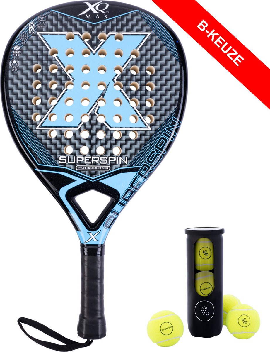 XQMax Padel Racket SuperSpin (B-Keuze) - met 3 Padel Ballen ...