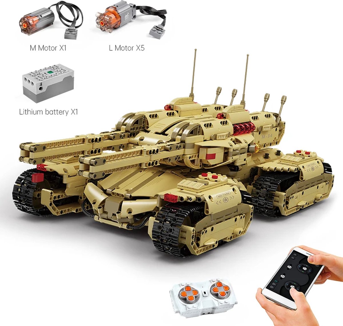 Mould King 20011 MK-II Red Alert Mammoth Tank (RC) - Gevechtstank - Oorlog -... | bol