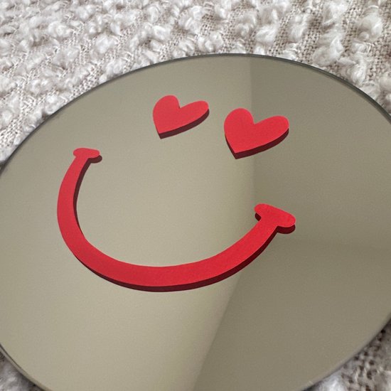 Rode Harten Smiley Spiegel - 20cm - Rond | bol