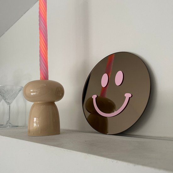 Lichtroze Smiley Spiegel - 20cm - Rond | bol