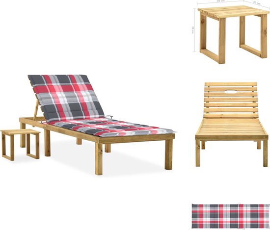 vidaXL Loungebed Houten - Ligbed met verstelbare rugleuning - 200 x 70 ...