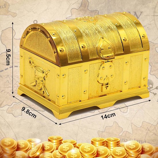 Pirate Treasure Chest Retro Treasure Chest Children's Birthday, Plastic ...