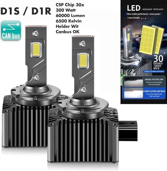 Revolutionaire D1S - D1R - LED Lampen - Set van 2 met 60000 Lumen en CANbus Adapter!... | bol