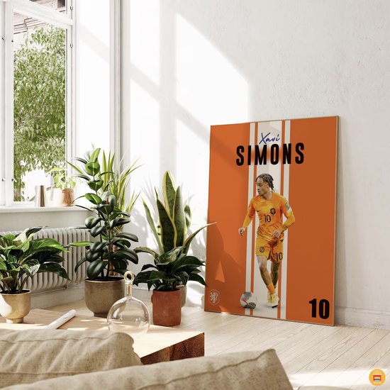 Xavi Simons Poster - Oranje Voetbal Poster - Geschikt om in te lijsten ...