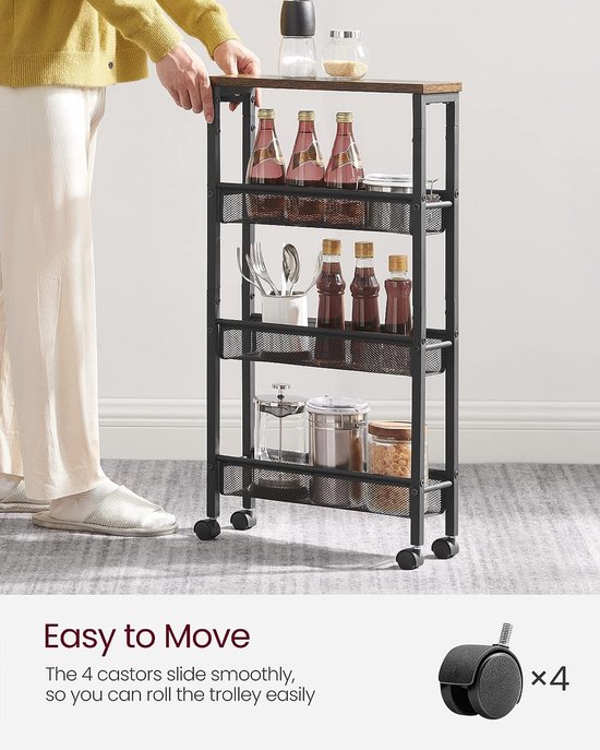 multifunctionele trolley met wieltjes voor keuken, kantoor, badkamer ...