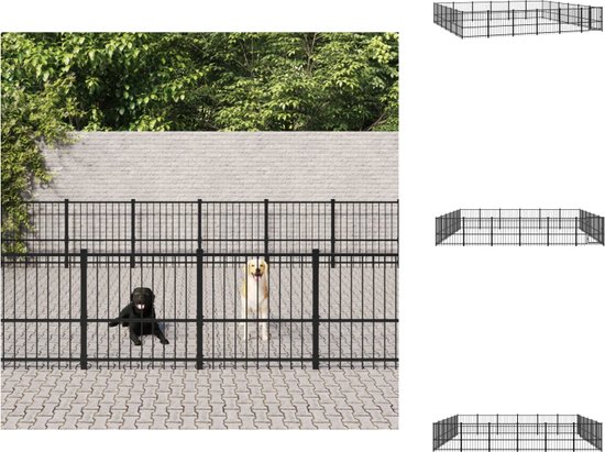 vidaXL Hondenhok s Hondenkennel - 582x582x100cm - Stalen Stangen ...