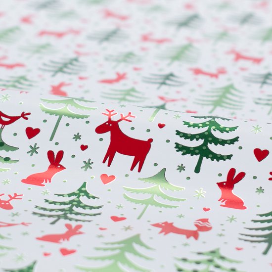 150 meter kerstpapier - metallic cadeaupapier kerst bos - luxe ...