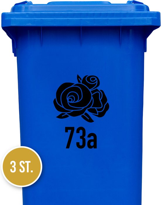 Container sticker - Container Sticker Huisnummer - Variant: Rozen ...