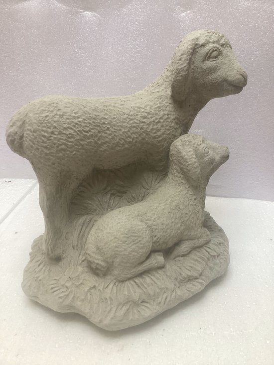 Tuinbeeld Schaap met lam (Grijs)- Decoratie voor binnen / buiten | bol
