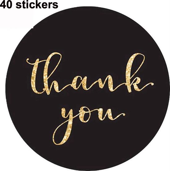 CHPN - Stickers - 40 stuks - Thank you stickers - Zwart/Goud - 25mm - Bedankt -... | bol