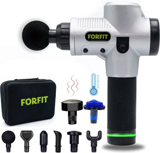 FORFIT Massage Gun Silver Edition – 30 Standen en 8 Opzetstukken ...