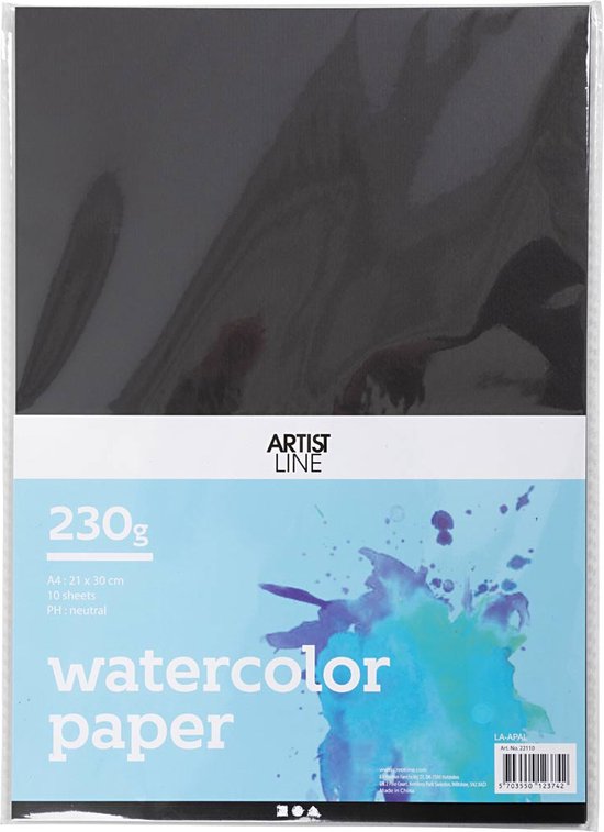 Aquarelpapier - Zwart - A4 - 240 grams - Creotime - 10 vellen | bol