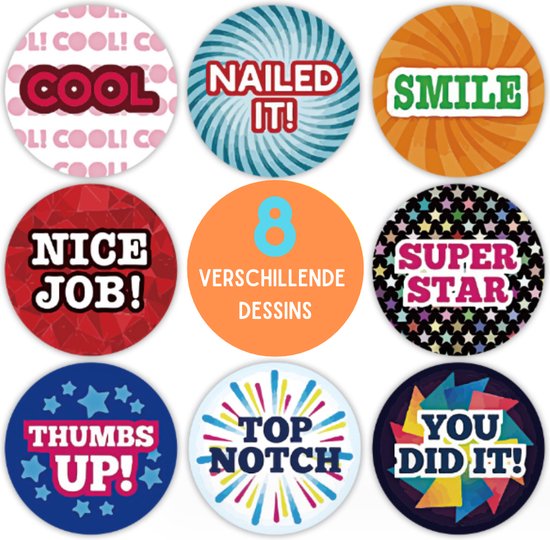 500 stickers op rol - beloningsstickers - stickerrol onderwijs ...